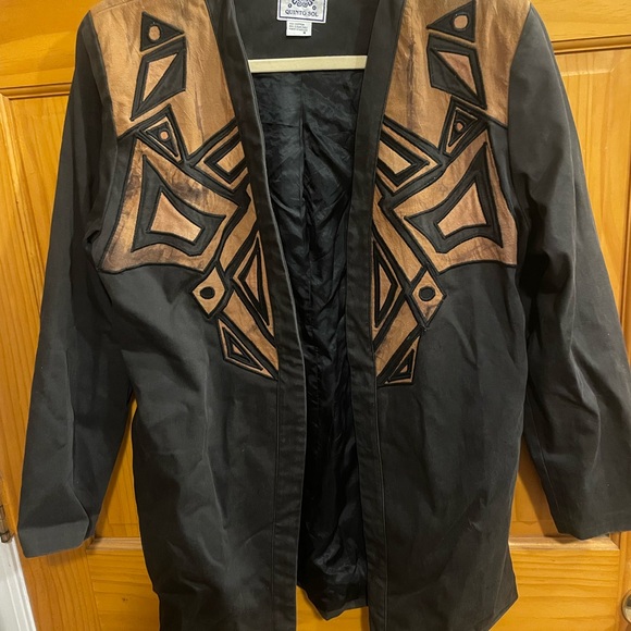 Quinto Sol | Jackets & Coats | Mexican Black And Brown Geometric ...